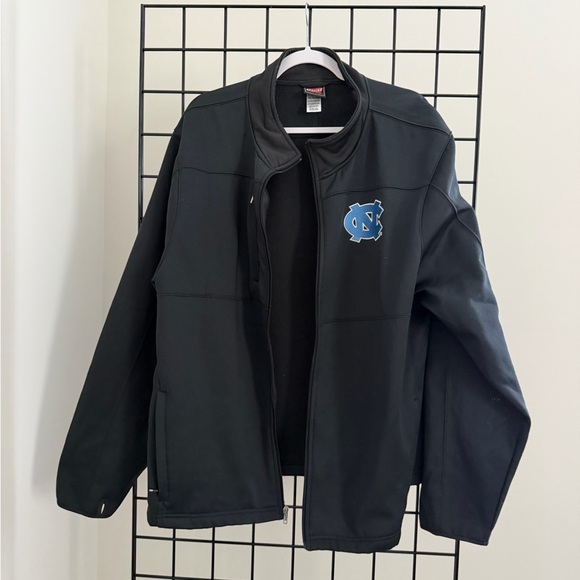 Genuine Stuff | Jackets & Coats | Black Jacket With Unc Blue Logo ...